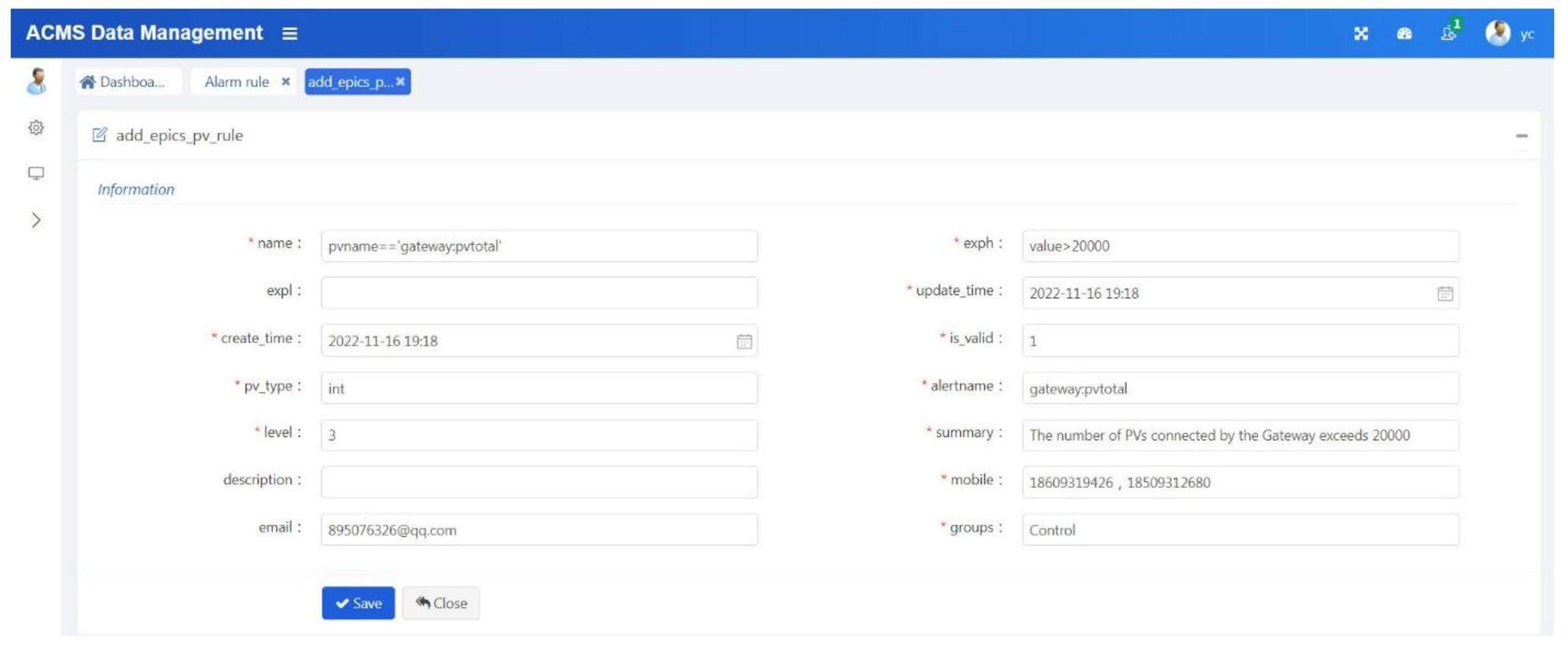 Design and implementation of accelerator control monitoring system